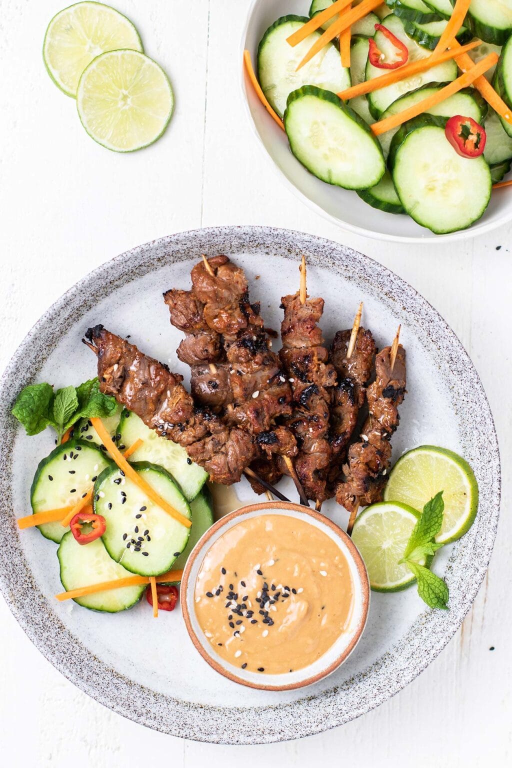 Grilled Beef Satay - Satay Dipping Sauce - Paleo Beef Satay
