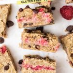 Raspberry Chocolate Chip Oatmeal Cookie Bars - Healthy Oatmeal Cookie Bars