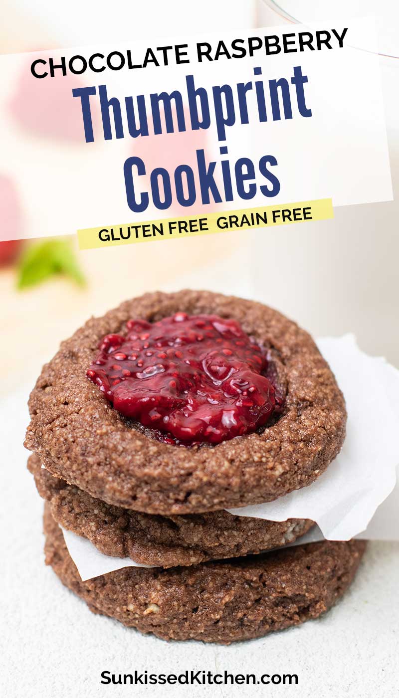 Chocolate Thumbprint Cookies with Raspberry Jam - Sunkissed Kitchen
