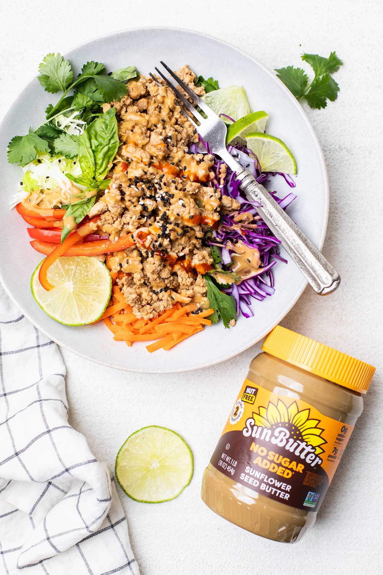 Chicken Spring Roll Salad with Creamy Dressing - Sunkissed Kitchen