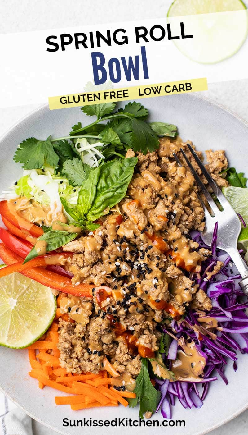 Chicken Spring Roll Salad with Creamy Dressing - Sunkissed Kitchen