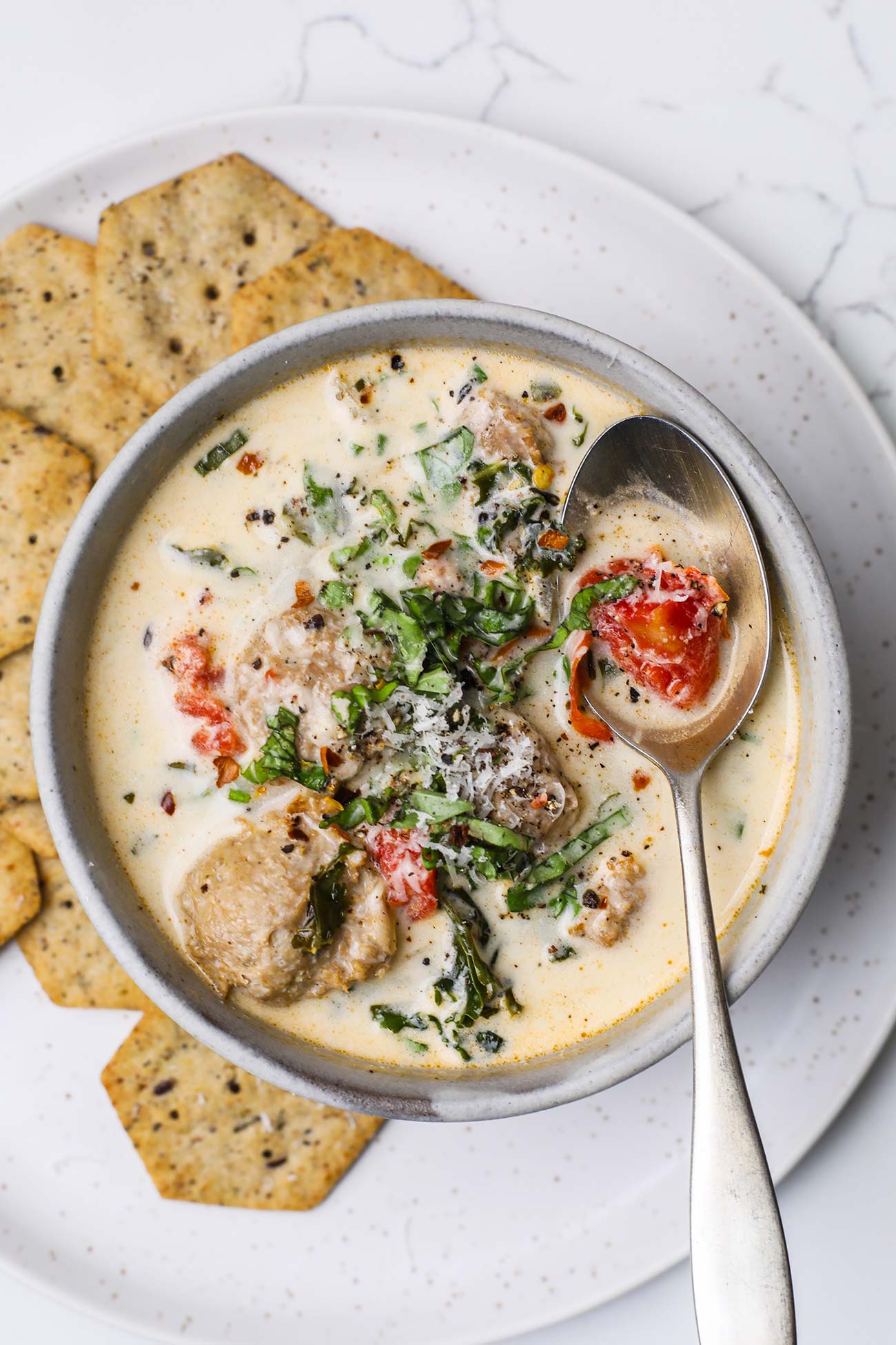 Creamy Sundried Tomato Turkey Meatball Soup - Sunkissed Kitchen
